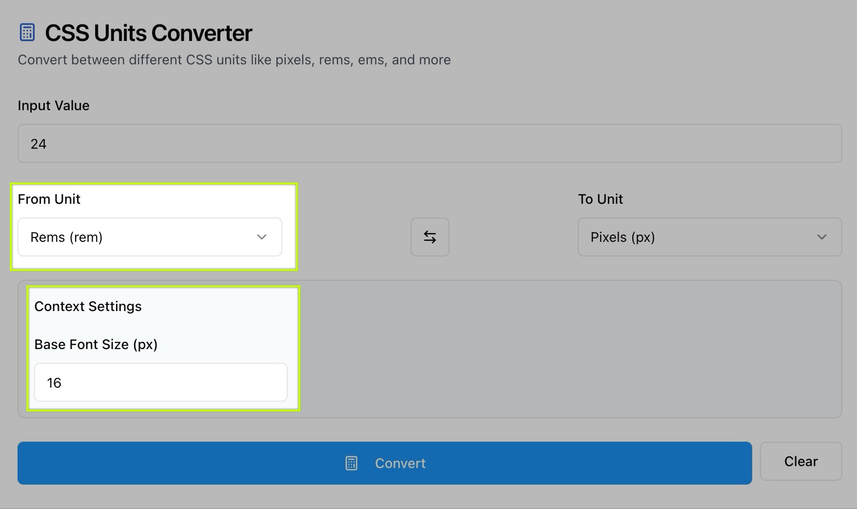 CSS Units Converter - Zight