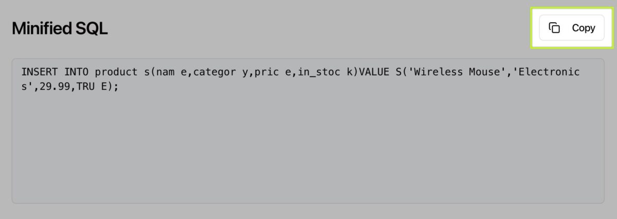 SQL Minifier - Zight